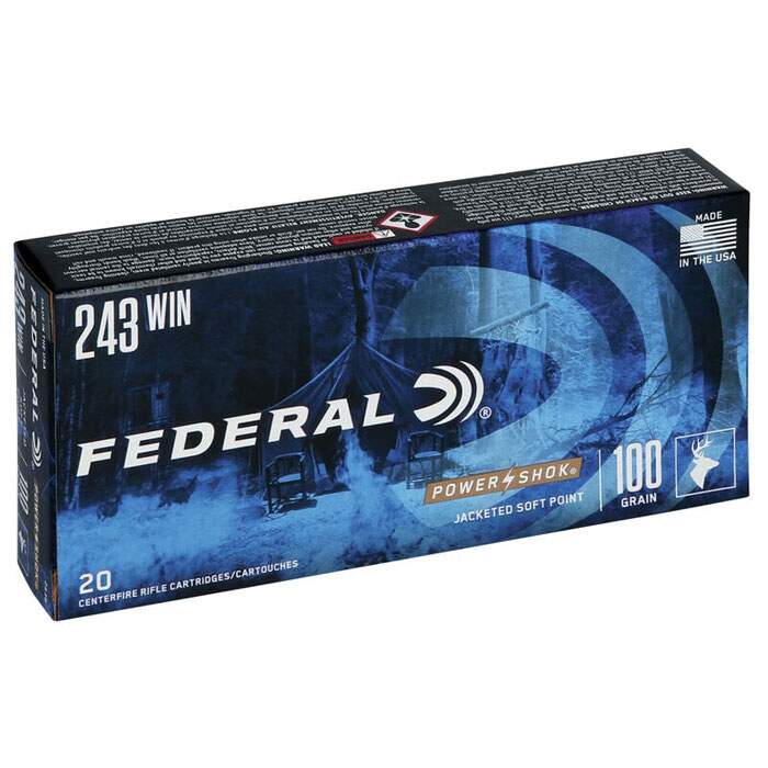 Federal 243 Winchester 100 Gr. Power-Shok SP Ammunition (Box of 20 ...