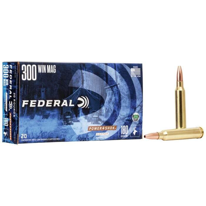 Federal Power-Shok 300 Win Mag 180 Gr. Copper Ammunition (Box of 20 ...